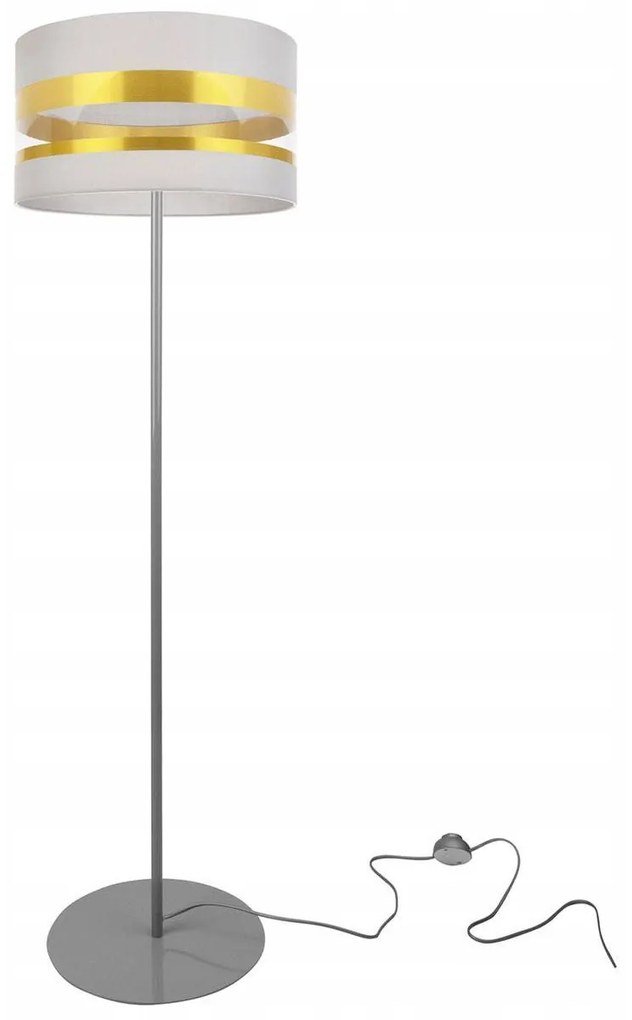 Podlahová lampa INTENSE GOLD, 1x textilní stínítko (výběr ze 6 barev), (výběr ze 3 barev konstrukce), (fi 35cm), O