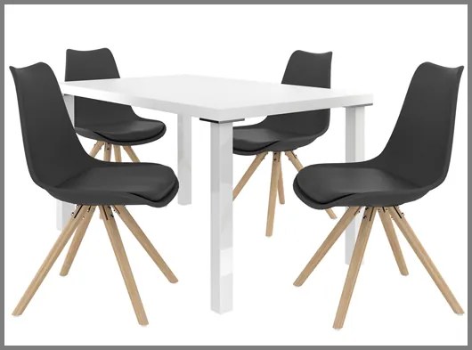 AMARI stůl + 4 židle bílá/černá