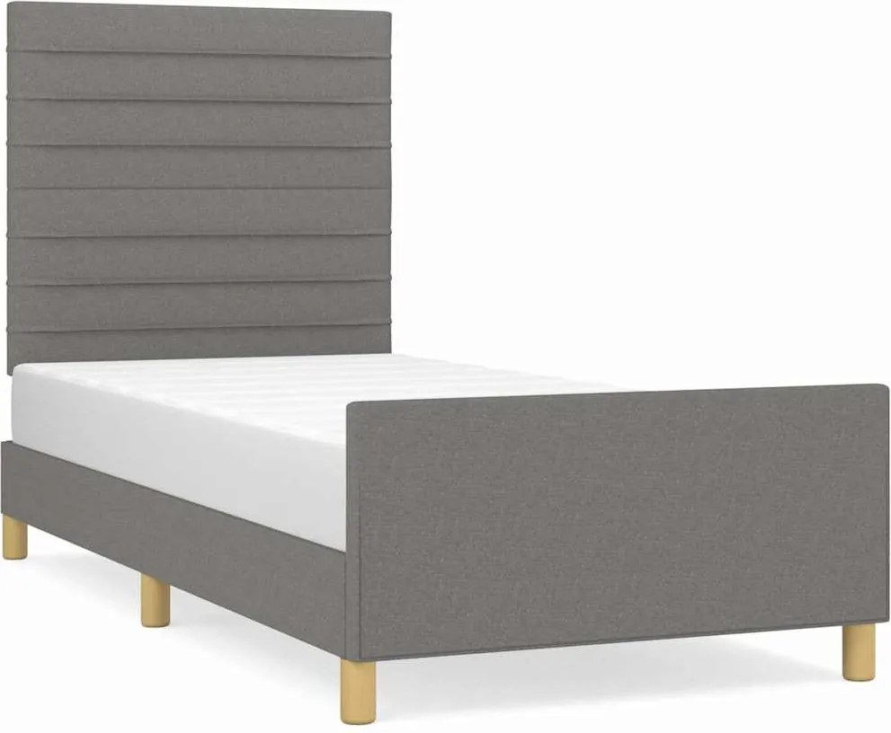 Rám postele bez matrace tmavě šedá 100 x 200 cm textil 3125115