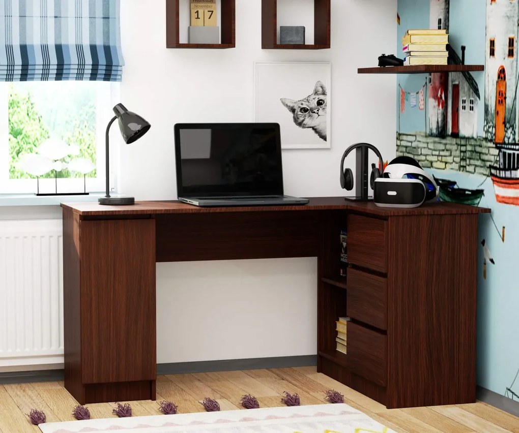 Rohový psací stůl B20 155 cm wenge pravý