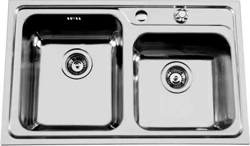 Sinks ALFA 800 DUO V 0,7mm pravý leštěný (RDALL80050027VP) Sinks