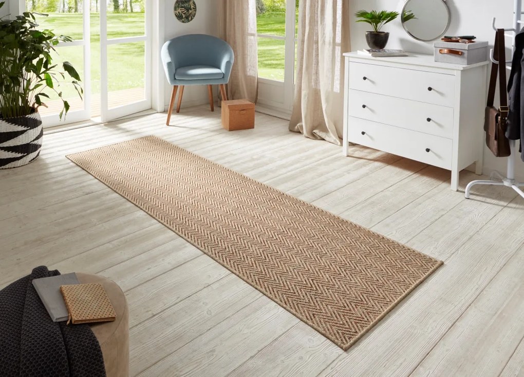 BT Carpet, Běhoun Nature 104267 Beige/Terra – na ven i na doma, 80x150, oranžová, chodba / předsíň