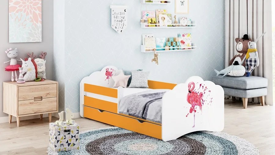 Dětská postel Tobík - plameňák (Vybírat můžete z mnoha motivů a barev.)
