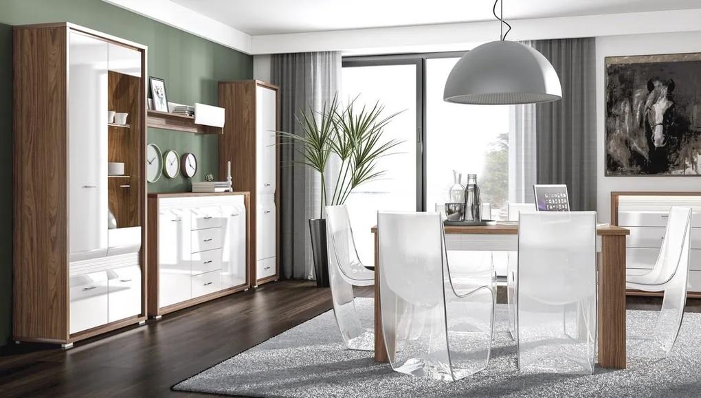 Casarredo - Komfort nábytek Televizní stolek NATANS 1D, s LED sovětlením, ořech/bílá lesk