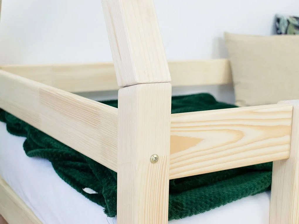 Benlemi Dětská dřevěná postel NAKANA ve tvaru teepee s bočnicí Zvolte barvu: Námořnická modrá, Zvolte rozměr: 90x180 cm