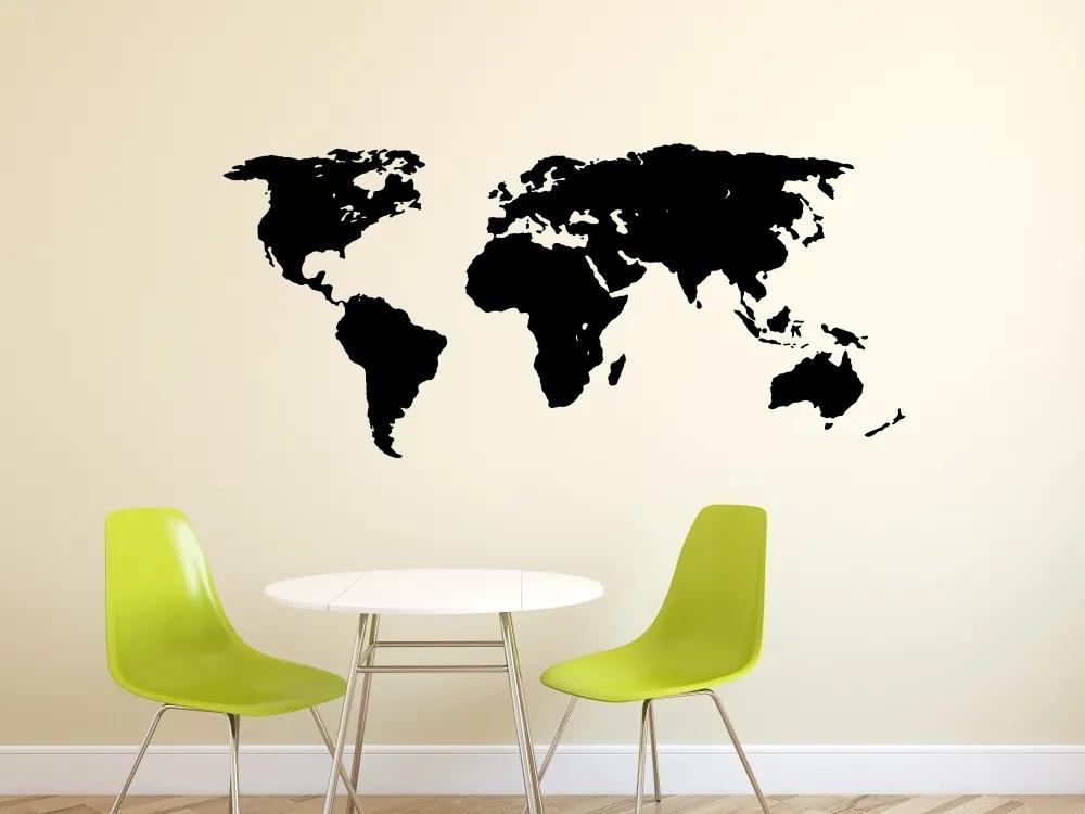 Mapa světa - Samolepka na zeď (109x50cm) - Rawe.cz