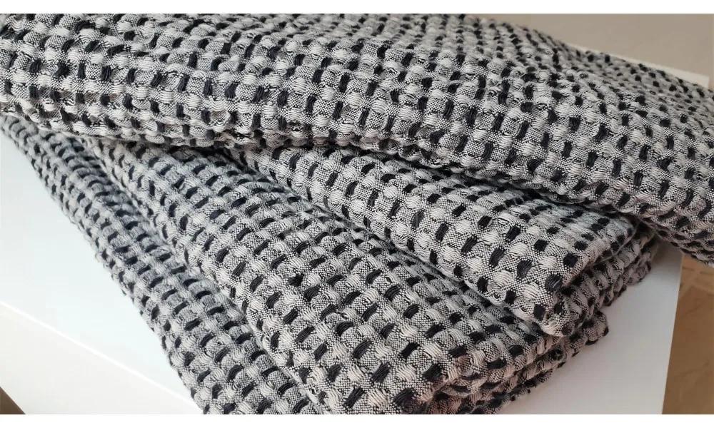 Wooline Jemný vaflový ručník, černý