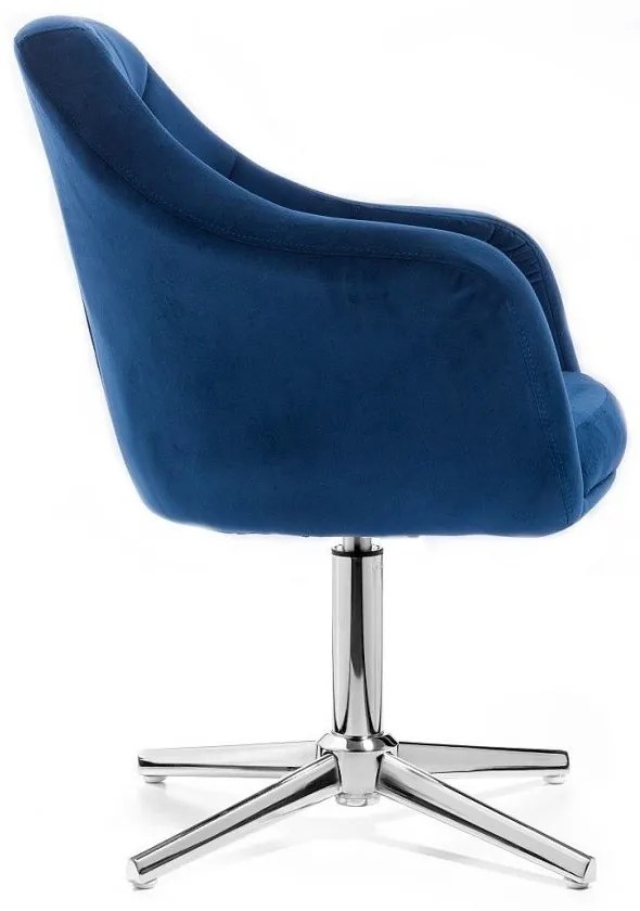 LuxuryForm DESIGN Otočné křeslo ANDORA VELUR na stříbrném kříži - modré