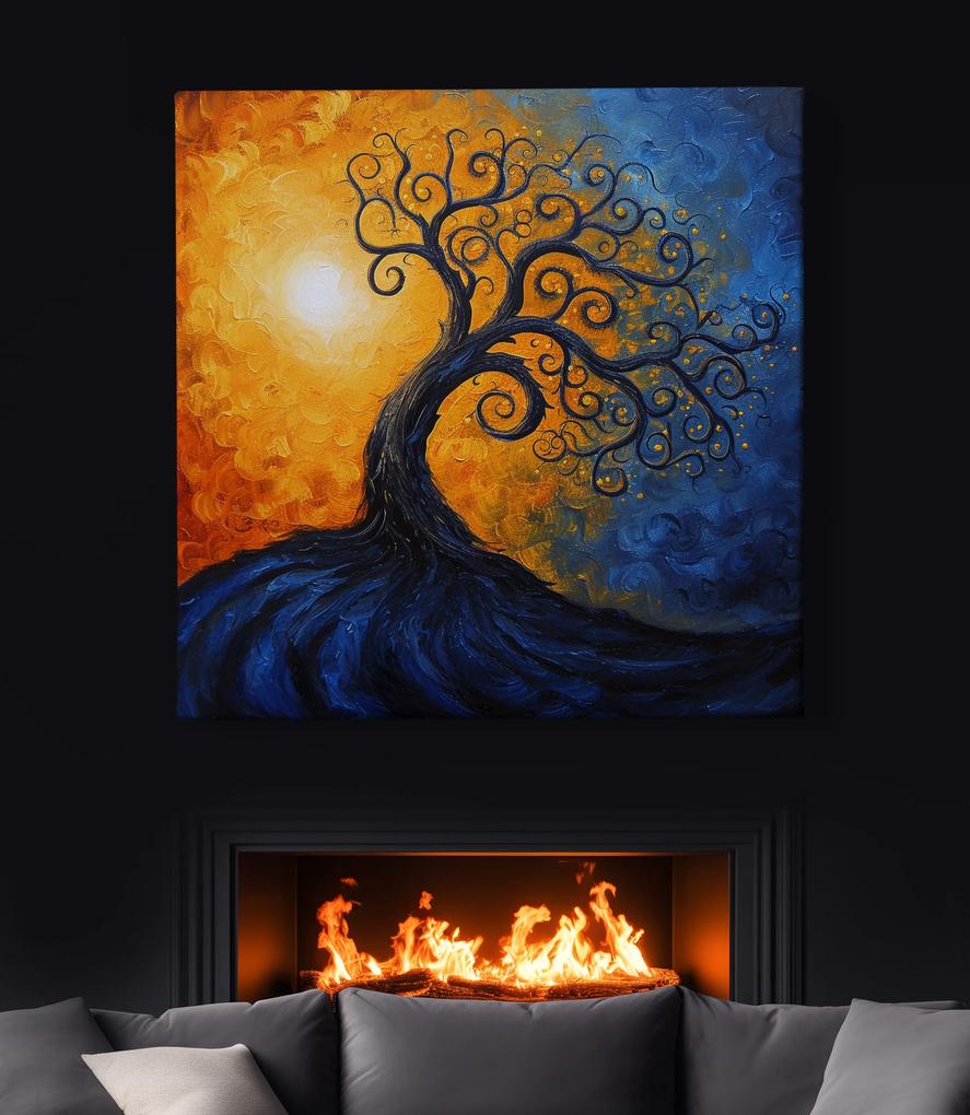 Obraz na plátně - Strom života Sluneční úklon FeelHappy.cz Velikost obrazu: 80 x 80 cm