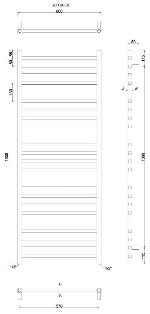 Sapho Sapho, MAKRO topné těleso 600x1530 mm, chrom, 0411-02