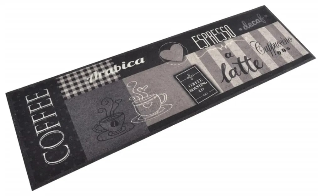 Kuchyňský koberec omyvatelný Káva černý 45 x 150 cm samet 136555