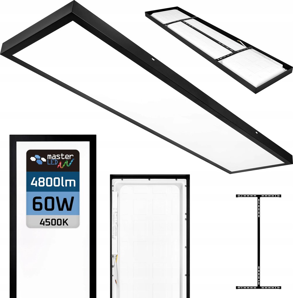 Led panel nástěnný stropní svítidlo Stropní svítidlo 60W kazeta 120x30 cm 4500K černá