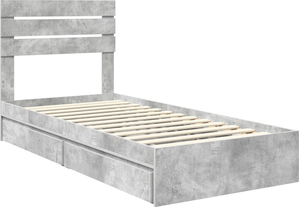 Postel s úložným prostorem s čelo Betonově šedá 90 x 190 cm 3411601