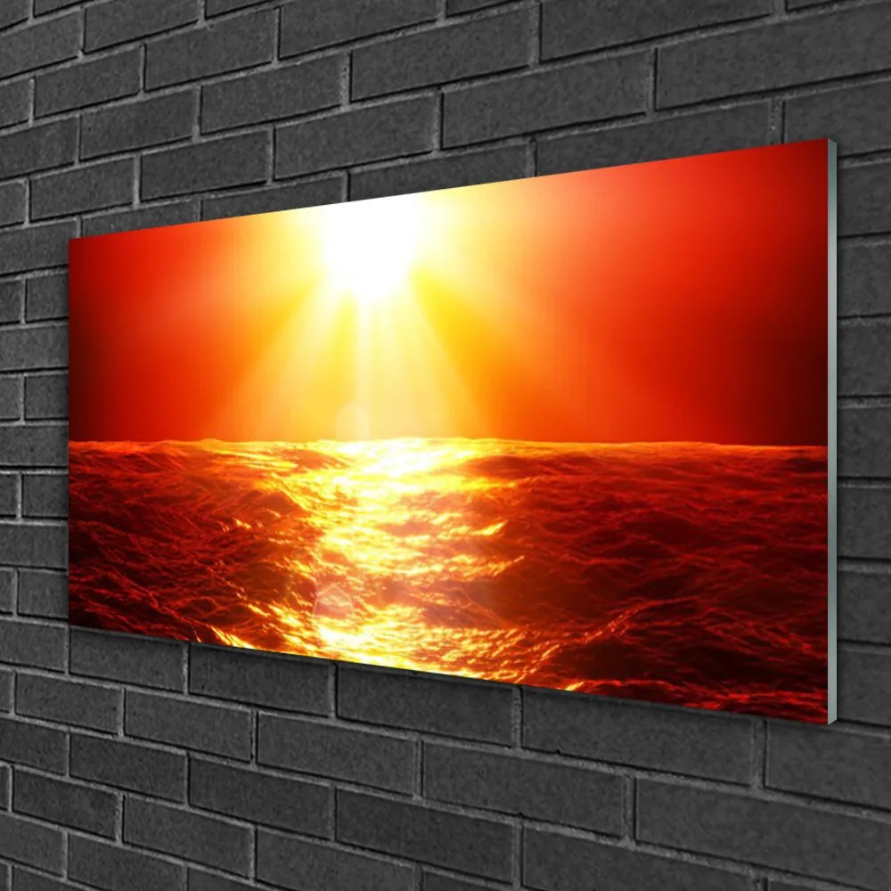 Obraz na skle Západ Slunce Moře Vlna 120x60 cm