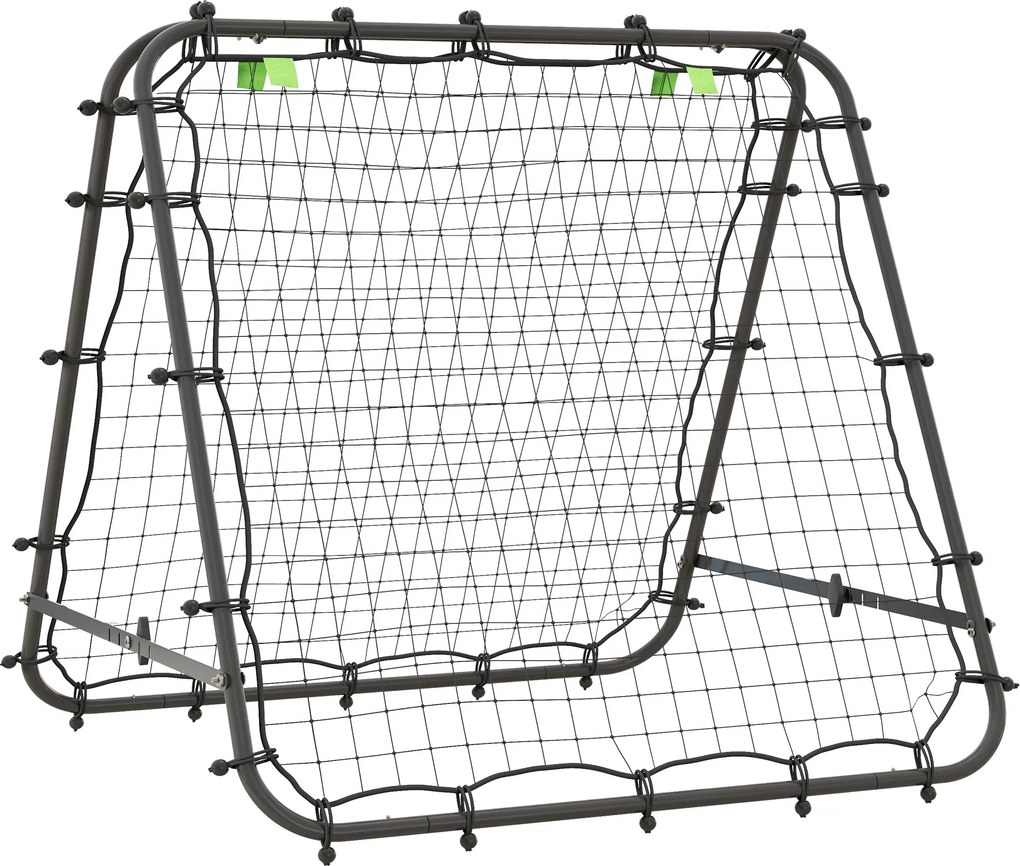 HOMCOM Rebounder na fotbal, nastavitelná odrazová stěna s 5 úhly a odrazovou sítí, 100 x 95 cm brána pro teenagery, odrazová stěna pro trénink házené,
