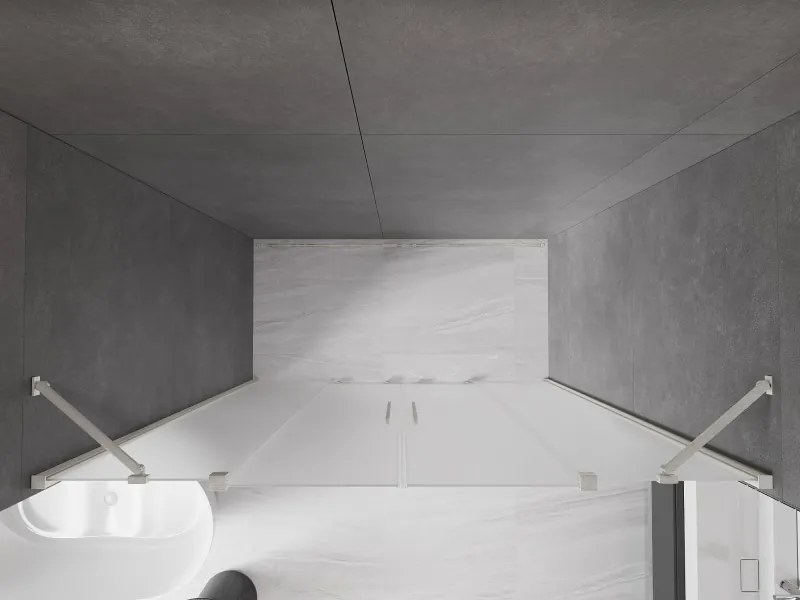 Mexen Velar Duo, posuvné sprchové dveře do otvoru 180 cm, 8mm sklo námraza, broušená ocel, 871-180-000-32-97