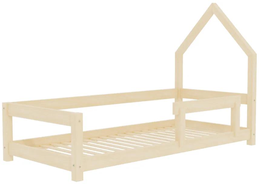 Benlemi Dětská postel domeček POPPI s bočnicí Zvolte barvu: Bílá, Zvolte rozměr: 80x160 cm, Zvolte stranu: Vlevo