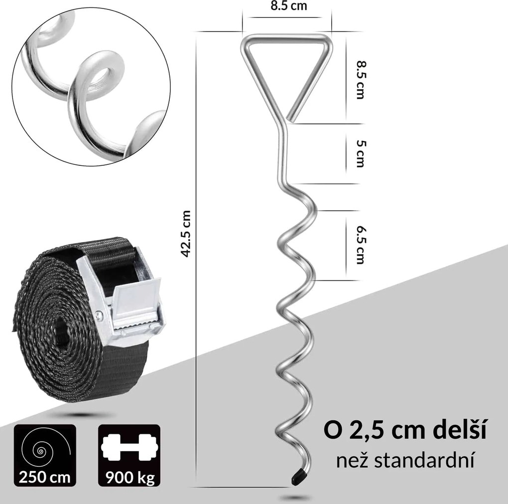Sada kotev do země, 4ks, 42,5x8,5cm, stříbrná Monzana
