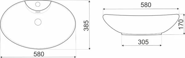 Novoterm Keramické umyvadlo na desku NV-KR-139 BLM černá matná