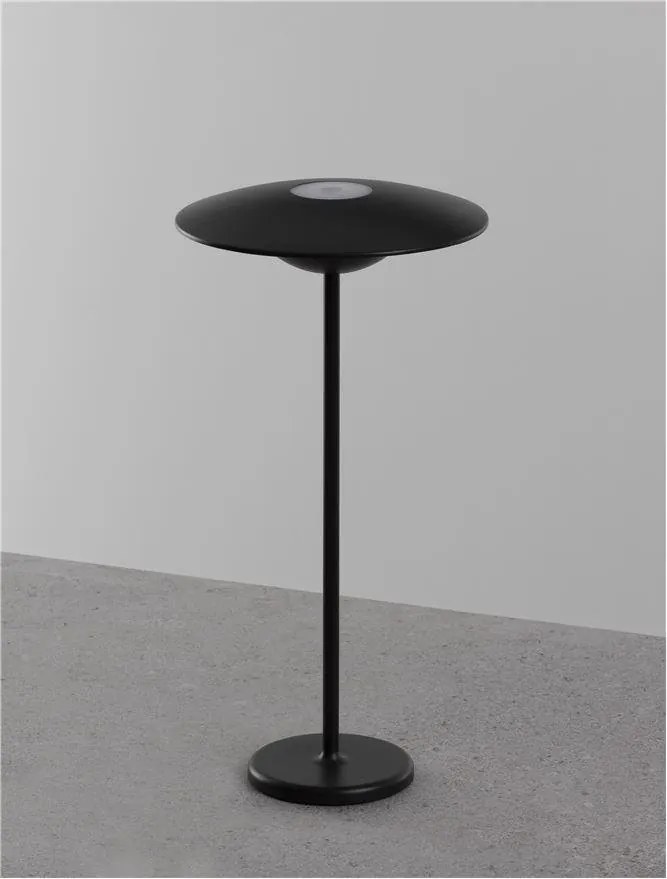 NV 9492441 Venkovní stolní lampa FABIO černý litý hliník a matný akryl LED 2W 3000K 5V DC 83st. IP54 vypínač na těle / USB kabel - NOVA LUCE