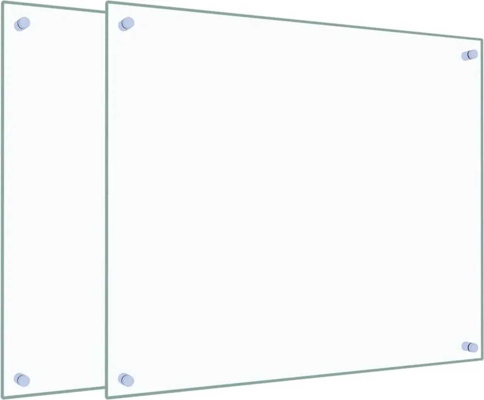 Kuchyňské panely 2 ks průhledné 70 x 60 cm tvrzené sklo 3315791