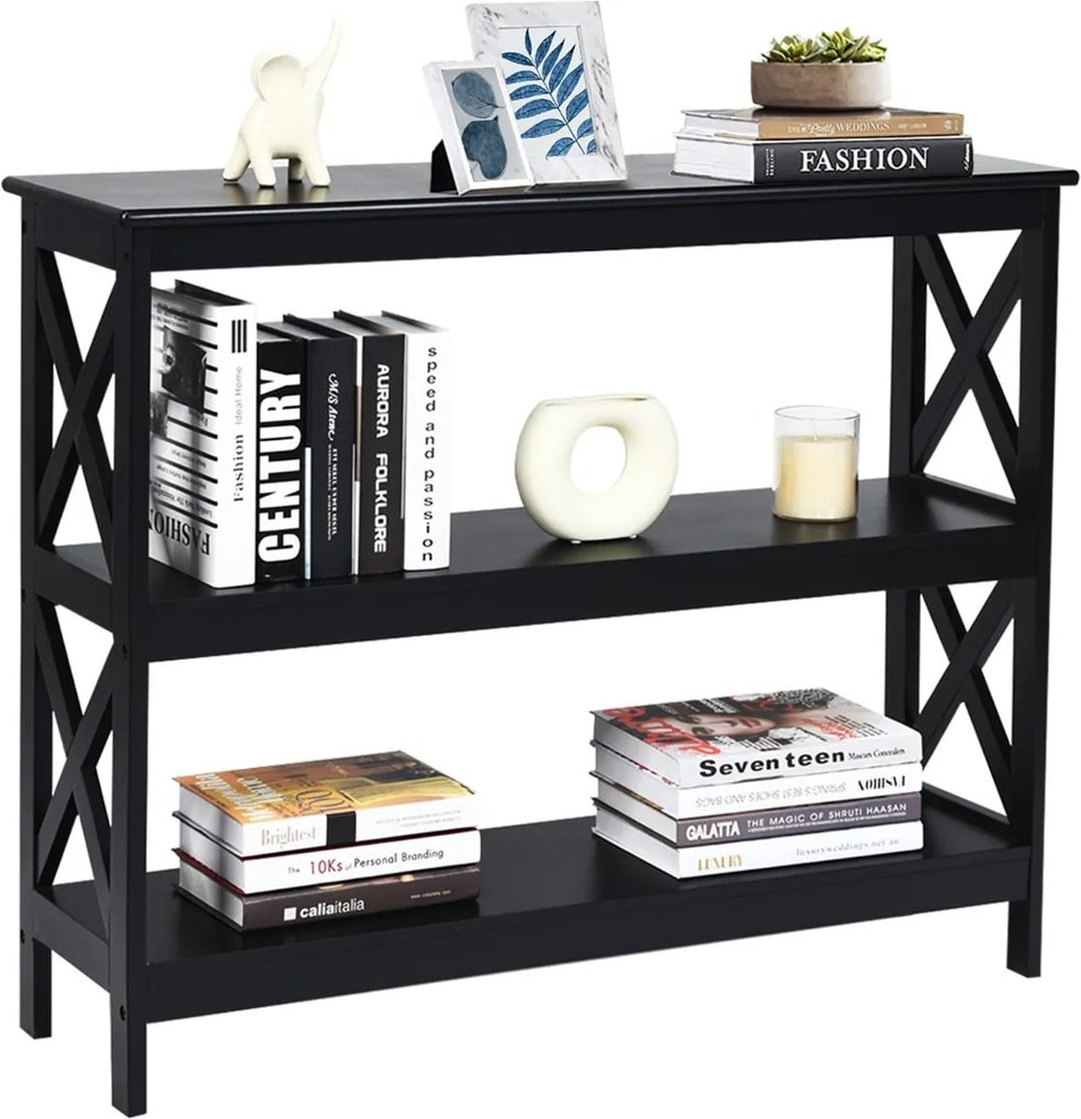 Costway Konzolový stolek průmyslový design s předsíň – 100 × 33 × 80 cm, černý