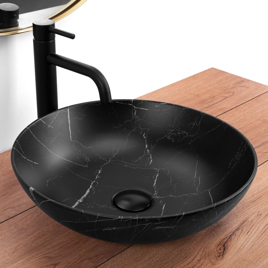 Rea Fibo, umyvadlo na desku 405x405x120 mm, černá matná-vzor, REA-U3301