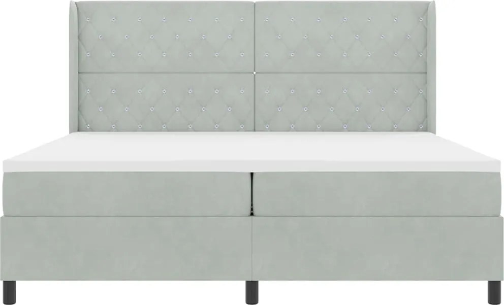 Postel s boxspringem s matrací Světle šedá 200 x 200 cm samet 3341972