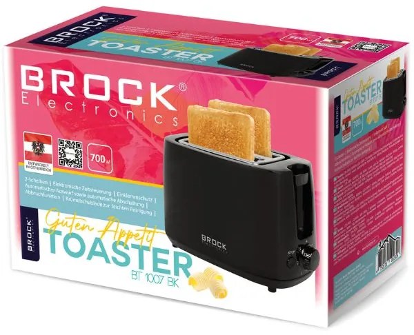 Topinkovač na 2 toasty Brock, 700W, černý