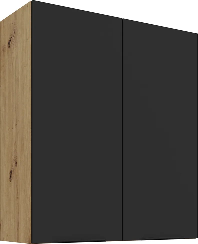 ARIA ac | horní skříňka 80 G-90 2F policová | 80 cm | VYSOKÁ | ANTI FINGERPRINT povrch | artisan/černá