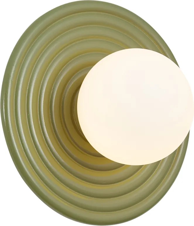 Retro nástěnná lampa zelená s kulatým opálovým sklem 20cm IP44 - Lila