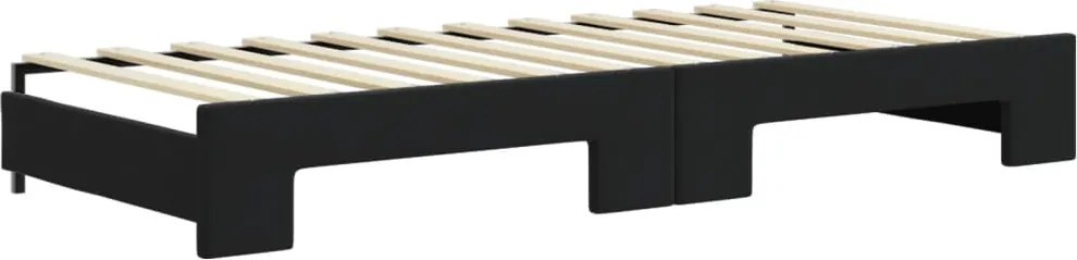 Válenda s přistýlkou a zásuvkami černá 80 x 200 cm samet 3197132