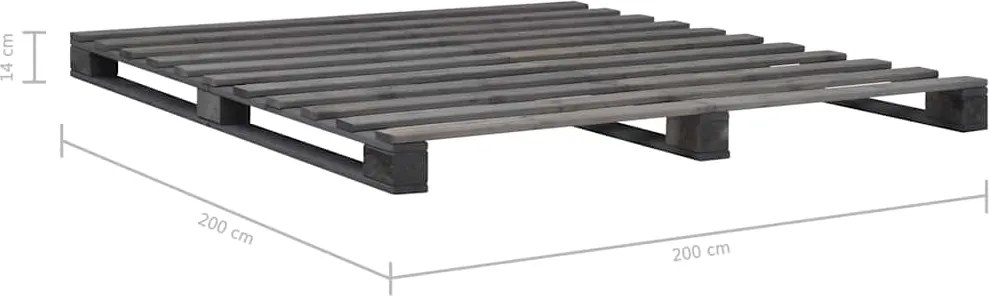 Rám postele z palet šedý masivní borovice 200 x 200 cm 285254