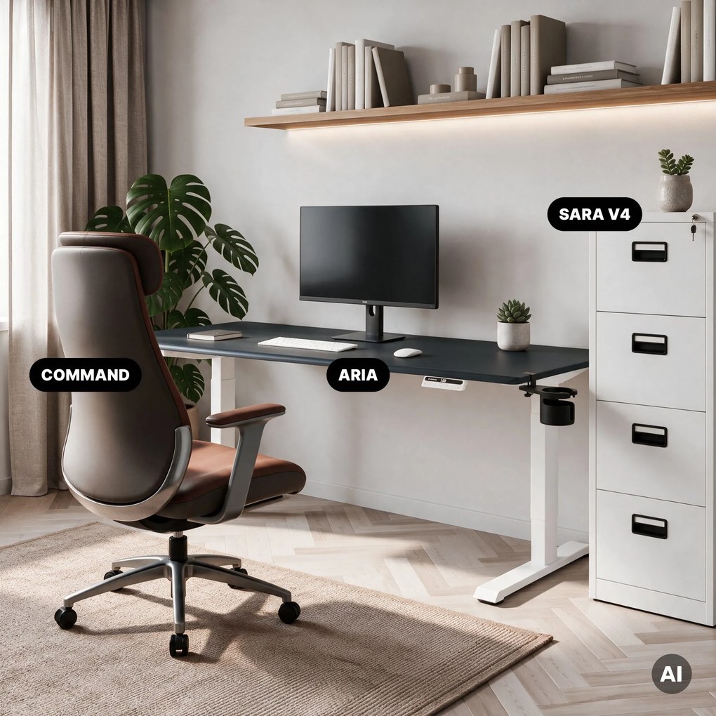 Elektrický stůl s nastavitelnou výškou ergonomický bílo-antracitový,1600x800 mm: ARIA