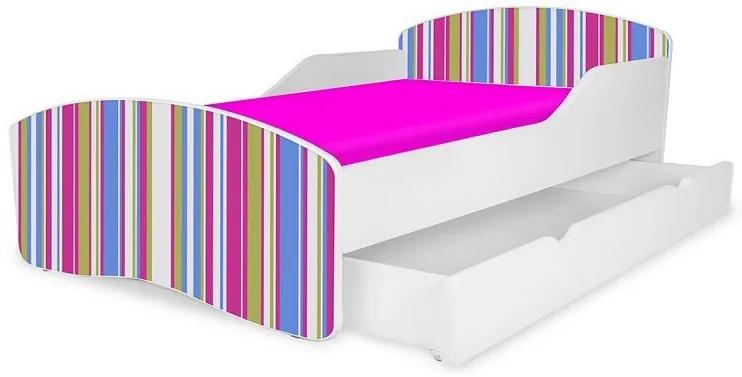 Dětská postel - Růžové proužky se šuplíkem - small rainbow - 140 x 70 cm