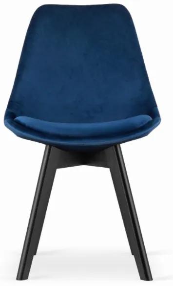 Sametová židle London modrá s černými nohami