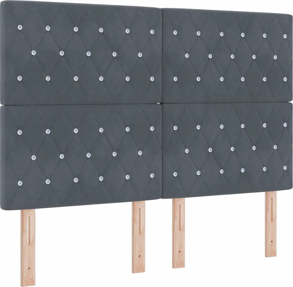 Postel s boxspringem s čelo Tmavě šedá 140 x 190 cm samet 3344874