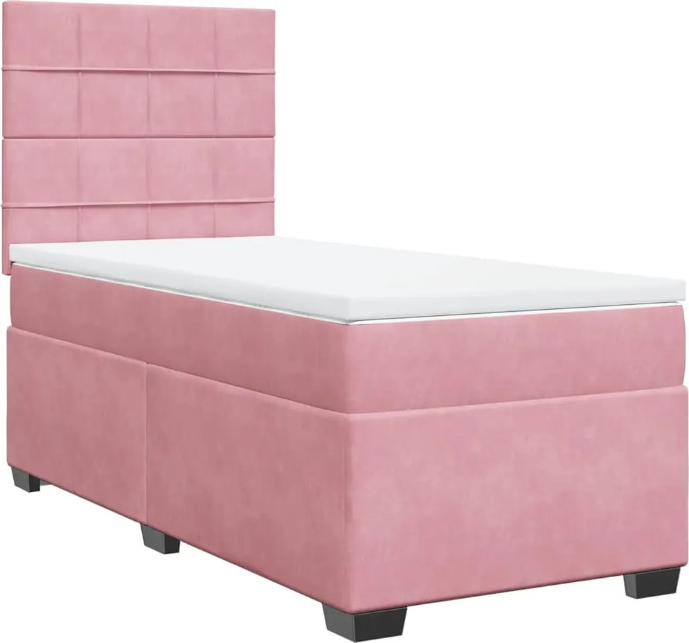 Box spring postel s matrací růžová 80 x 200 cm samet 3293067