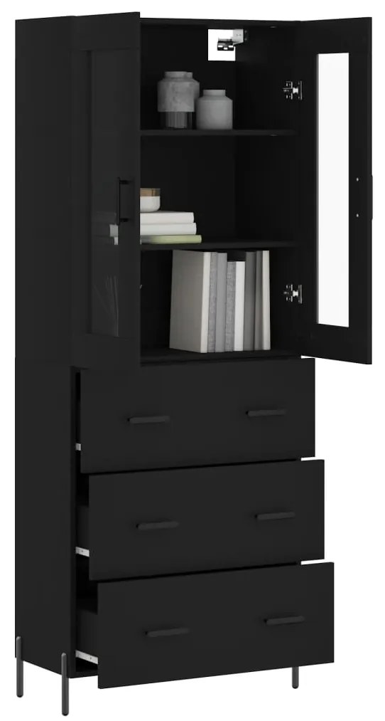 Skříň highboard černá 69,5 x 34 x 180 cm kompozitní dřevo - Default Title