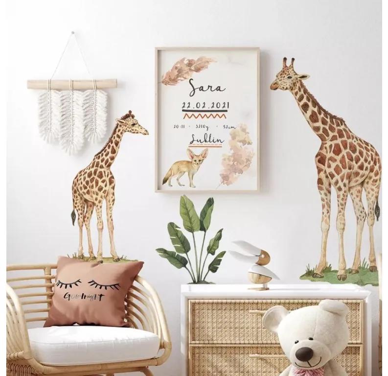 Samolepka na zeď do dětského pokoje Žirafí safari Velikost: XL