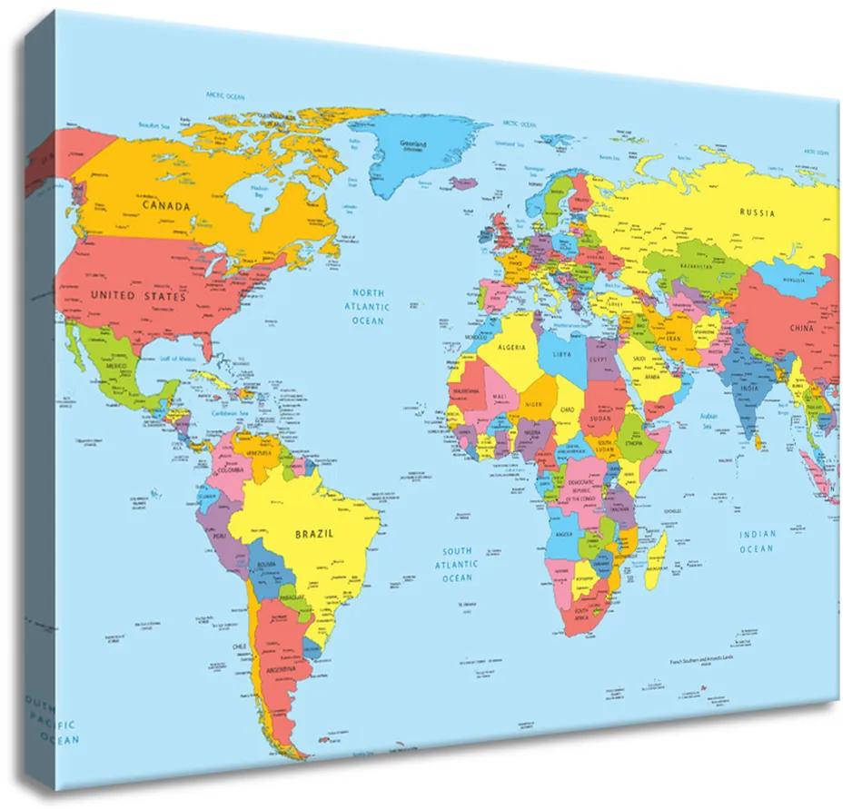 Gario Obraz na plátně Velká mapa světa Velikost: 40 x 30 cm