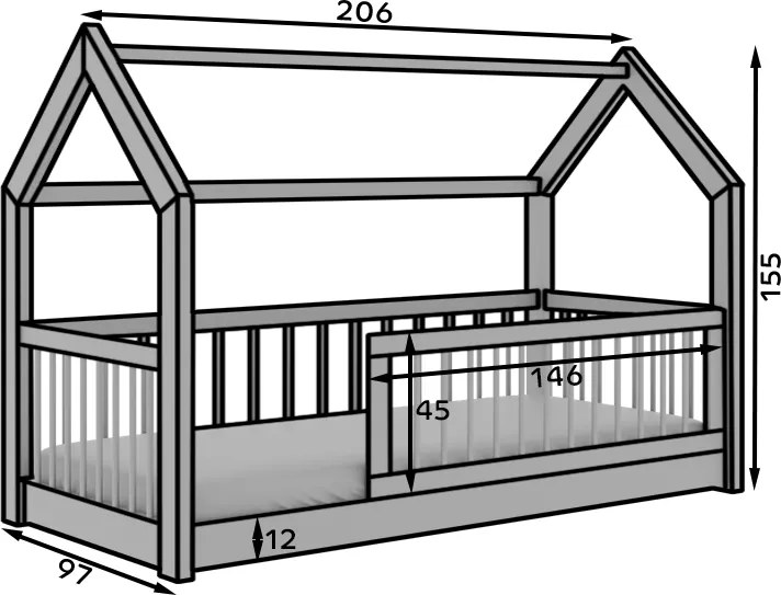 ADRK Furniture Postel Domek Graja