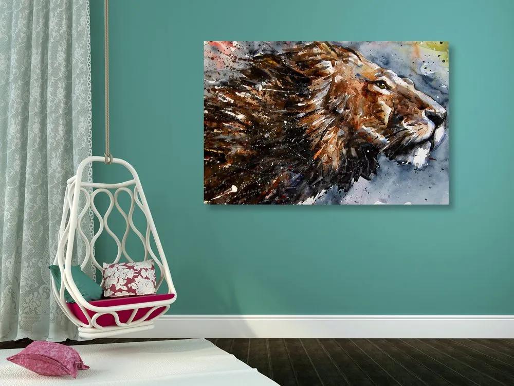 Obraz král zvířat v akvarelu Varianta: 120x80