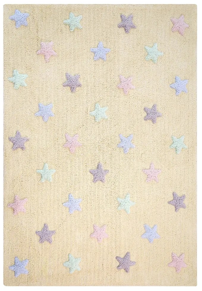 Bio koberec kusový, ručně tkaný Tricolor Stars Vanilla-120x160