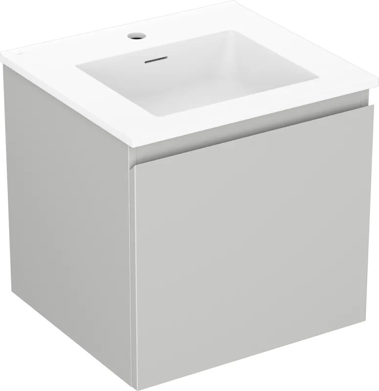Mexen Orio, koupelnová skříňka 50 cm s umyvadlem Otis, 1 zásuvka, šedá matná/bílá matná, 91A10-05047-1-BF62-W18M01