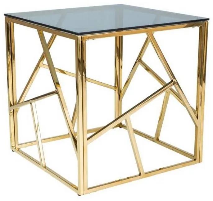 Konferenční stolek ESCADA B, 55x55x55, sklo/zlatá