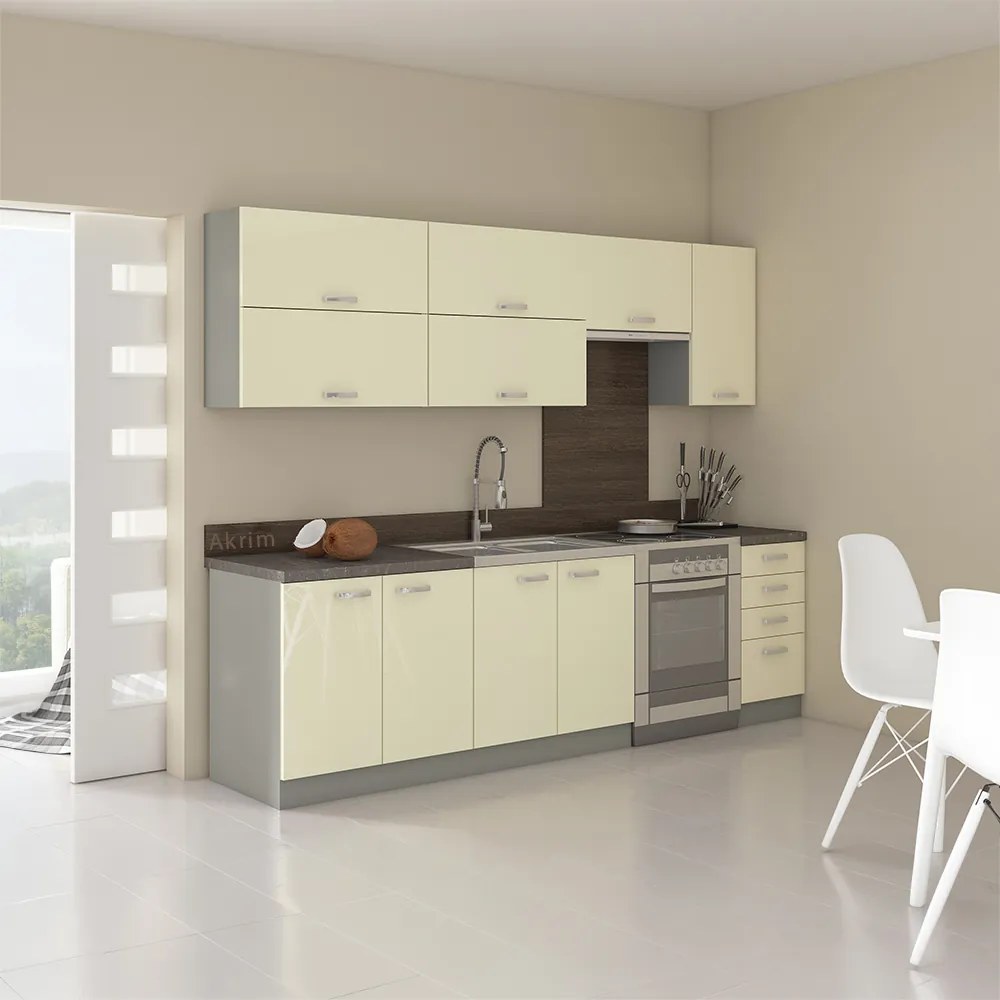 KARMEN | dolní skříňka 40 D 1F policová | 40 cm | světle šedá/krémová lesk