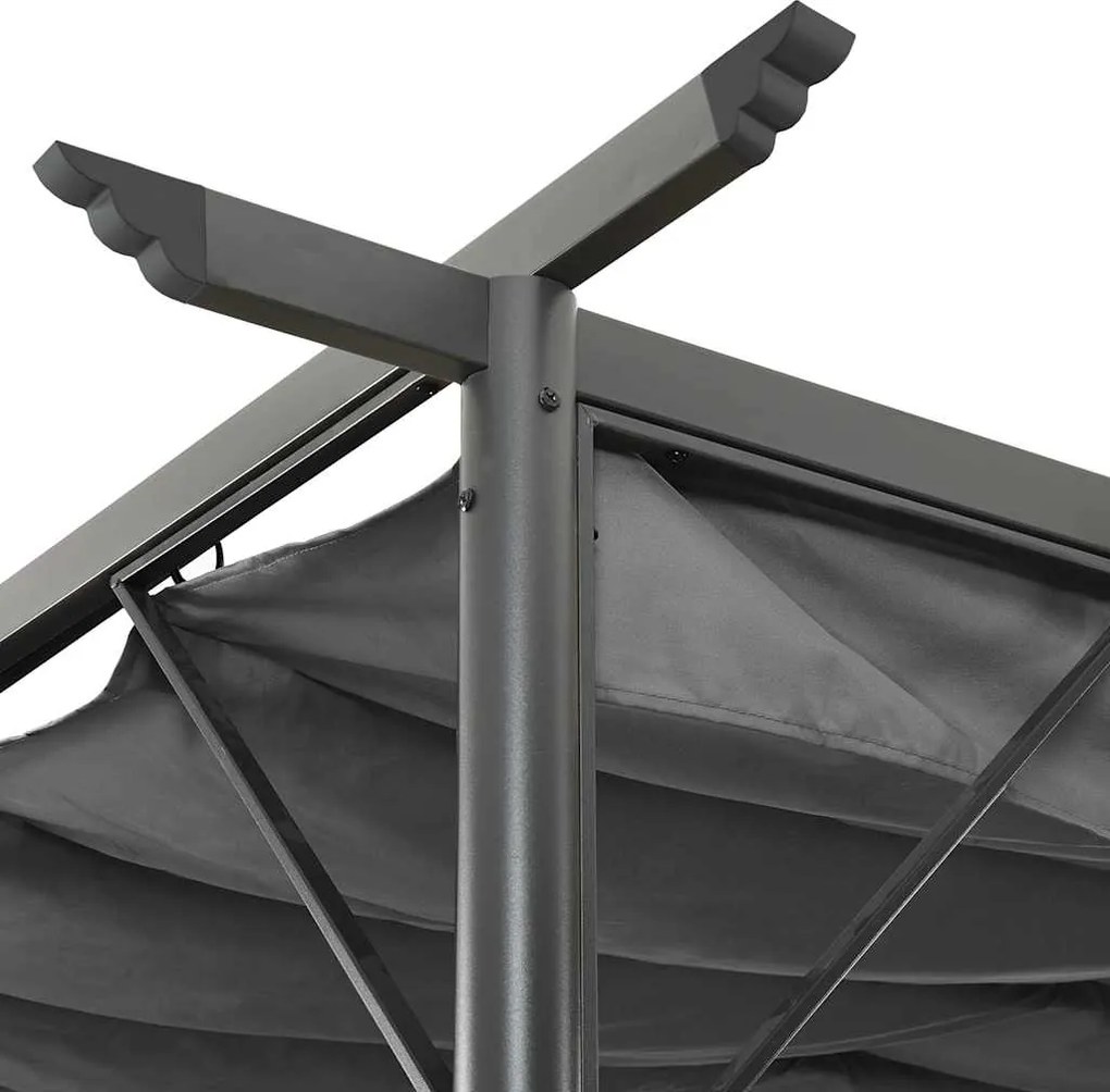 Pergola se zatahovací střechou antracitová 3x3 m ocel 180 g/m² 312226