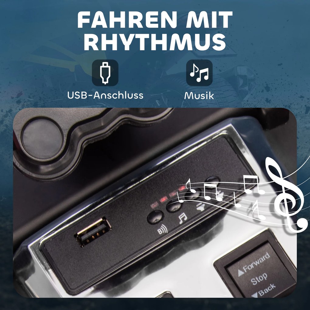 Qaba Elektrické dětské vozidlo, design tříkolky s reverzem, bateriové, MP3 přehrávač, klakson, 2 rychlosti, LED světla, 3-8 let, Žlutá