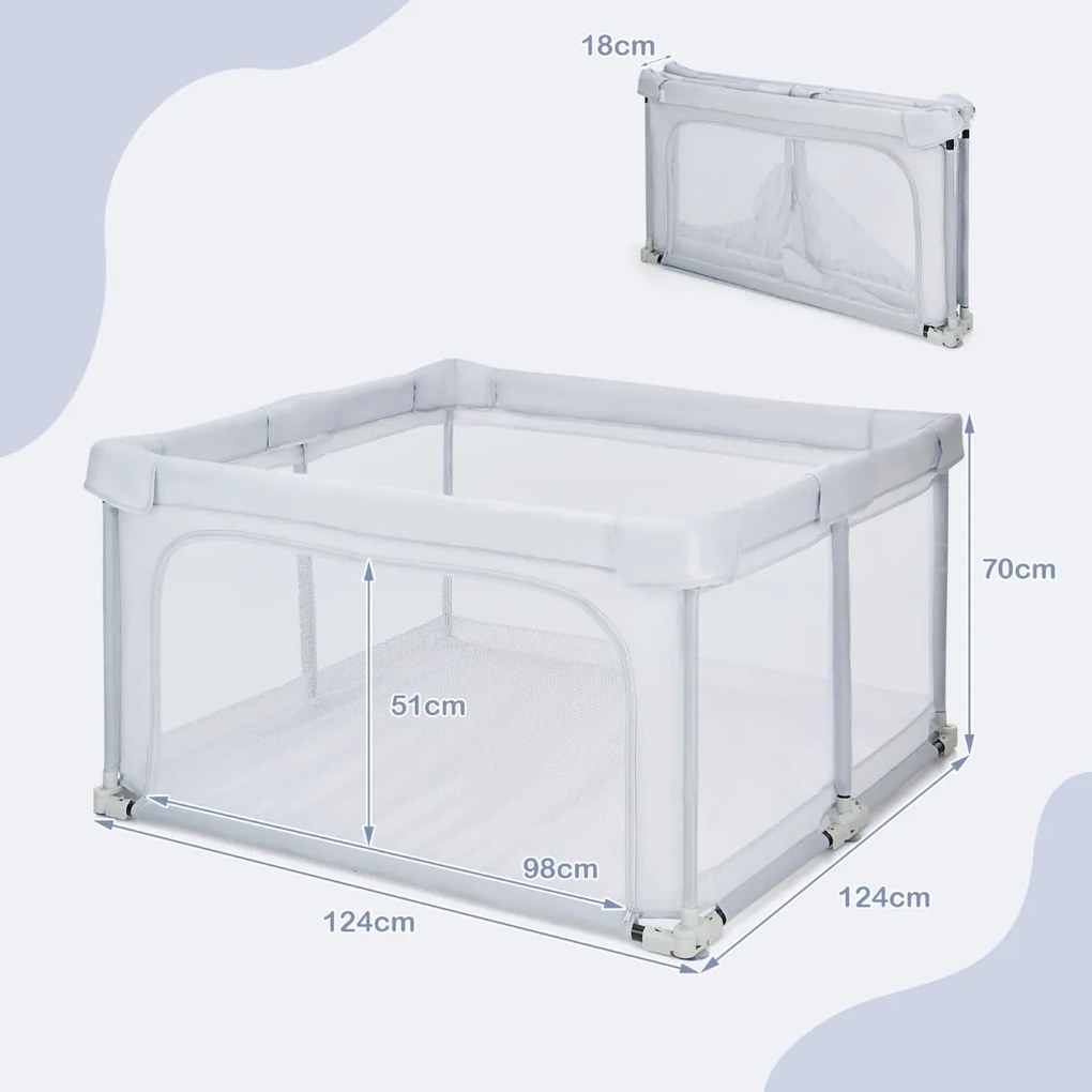 Costway Square Dětská ohrádka Velký hrací plot světle – 124 × 124 cm